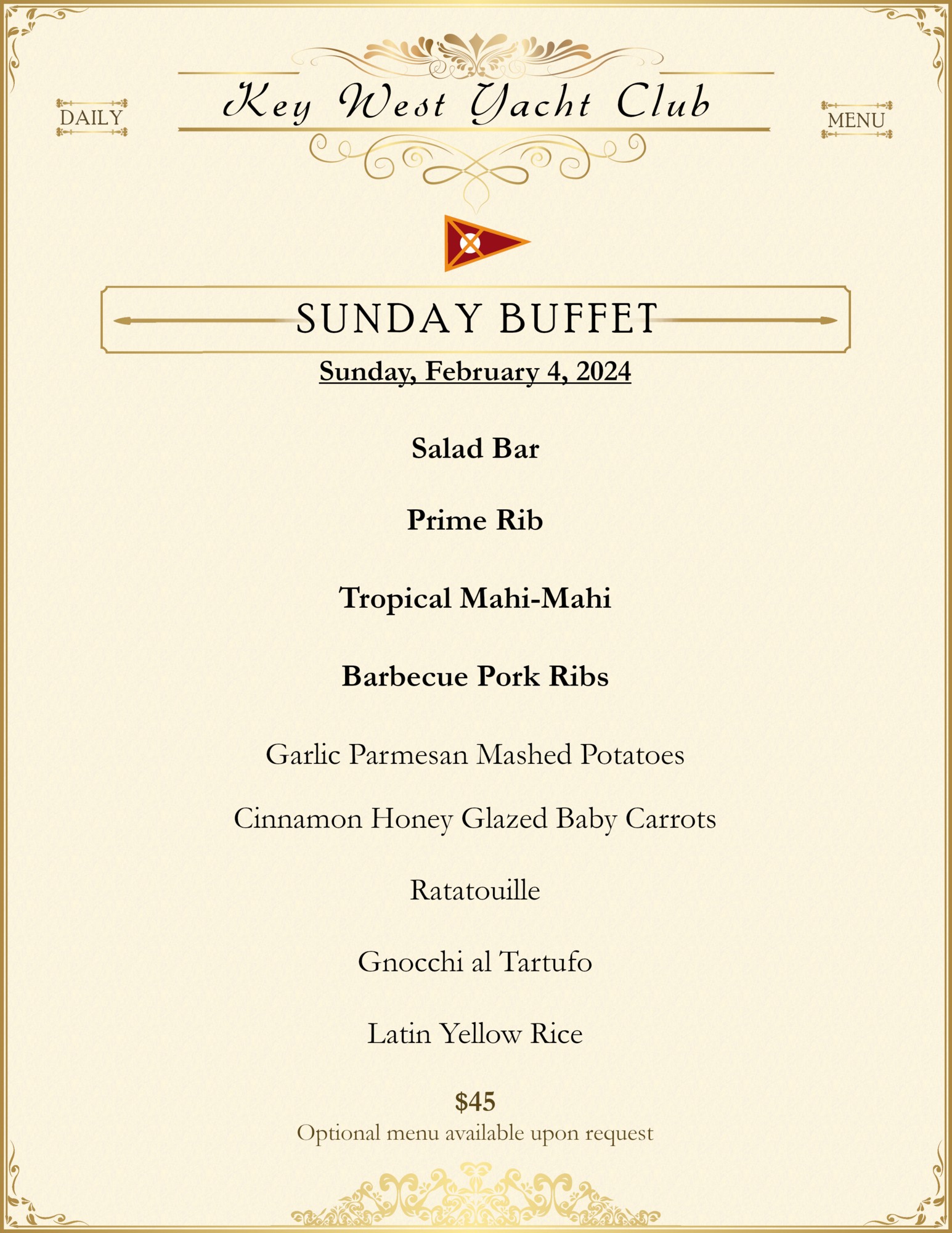 Dinner Menu - Key West Yacht Club